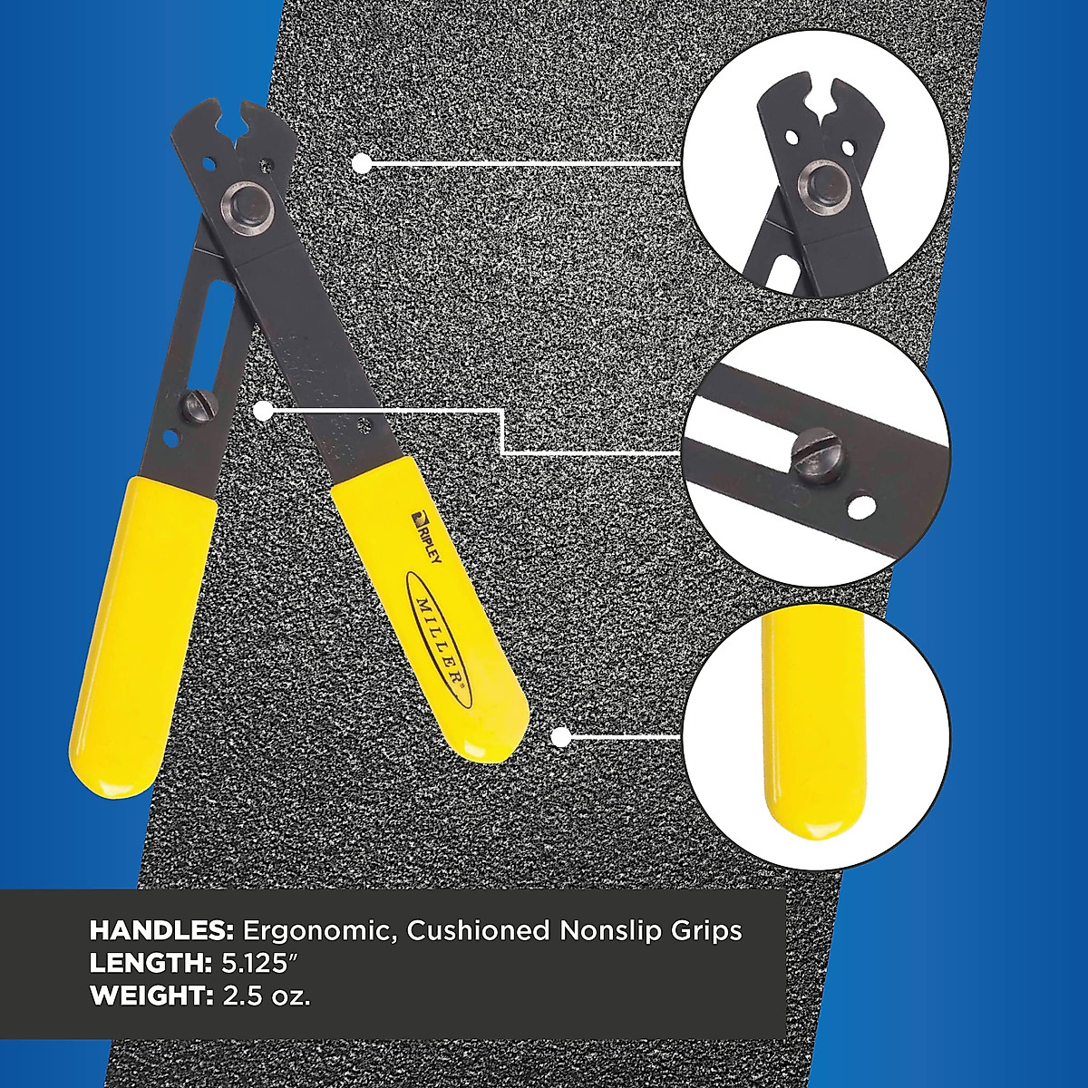 Miller 100 Wire Stripper and Cutter, Wire Stripping Tool, Cable Cutting Tool, Professional Stripper and Cutter for Technicians