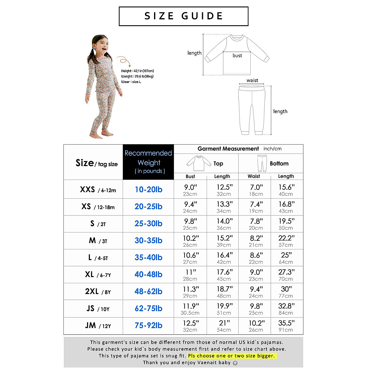 VAENAIT BABY Infant Toddler Girls Modal Pajamas Pjs 2pcs Set Shirring Yellowgreen S