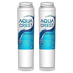 AQUA CREST FQSLF, FQSVF Under Sink Water Filter, Replacement for GE FQSLF, FQSVF, FQSVN, FQROPF, GXSV65R Undersink Water Filter, NSF 42 Certified (2 Pack), Model no.AQU-FF23-LF