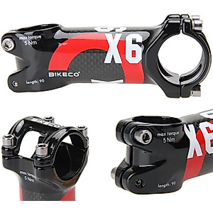 PZAMA 31.8mm Stem Carbon Handlebar Bicycle Stem,3K Super Light Carbon Fiber+Aluminum Alloy Mountain Bike Handle Bar Stem,6 Degree MTB Road Bike Handlebar Grips ? 31.8 * 80/90/100/110 mm (80mm red)