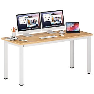 DlandHome 63 inches X-Large Computer Desk, Composite Wood Board, Decent and Steady Home Office Desk/Workstation/Table, BS1-160TW Teak and White Legs, 1 Pack