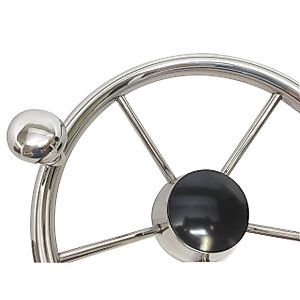 Marine Boat 5 Spoke Steering Wheel W/Turning KNOB 13 1/2" Dia Stainless Steel