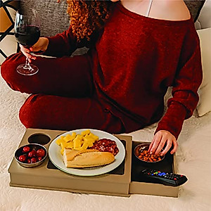 Fendy Arm Rest Table Holder with Drawer, Serving Trays for Coffee Table, Sofa Side Organizer for Gadgets and Remote