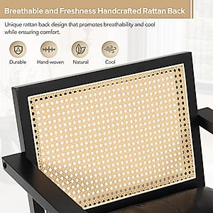 SPOFLYINN Accent Armchair with Thicken Cushion Mid-Century Modern Style Soft Comfortable Breathable Linen Fabric Office Chair Black