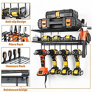2 Pack Power Tool Organizer Wall Mount,Heavy Duty Metal Drill Holer with Screwdriver Holder,Tool Organizers and Garage Storage Rack for Garage Organization,Tool Shelf Holder for Lifetime Use
