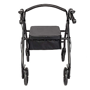 Rollator Walker with Seat, Steel Rolling Walker with 8-inch Wheels Supports up to 286.6lbs,Rolling, for Injuries, Seniors, & Adults (Black)