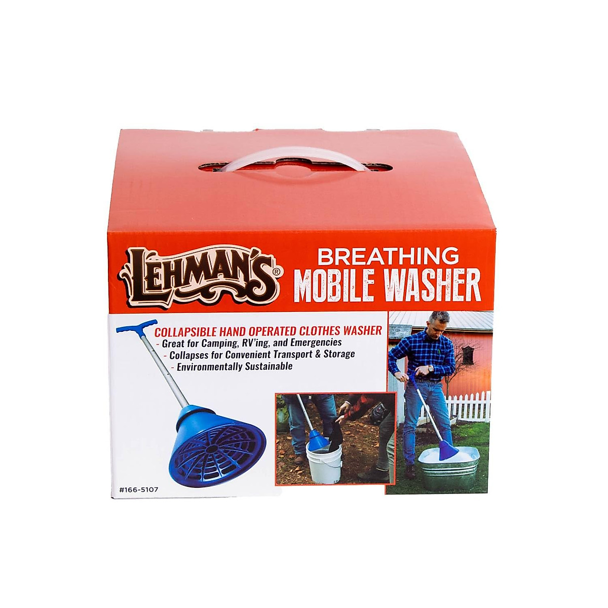 Lehman's Manual Clothes Washer Plunger, Portable Breathing Washing Agitator for Bucket, Sink or Tub - Wash Clothing Without Electricity and Save Energy
