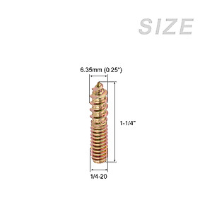 METALLIXITY Double Ended Screws (1/4-20 x 1-1/4 Inch) 20pcs, Hanger Bolts Self-Tapping Double Sided Screws - for Home Repairs