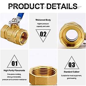 3/4" NPT 2PCS Full Port Forged Brass Ball Valve, Full Port Heavy Duty Brass Ball Valve Shut Off Switch for Water and Oil