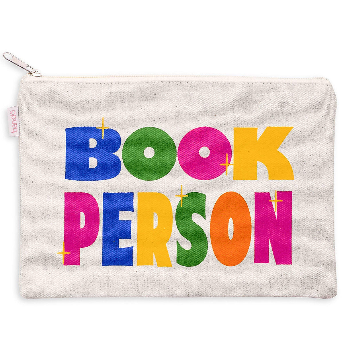 ban.do Canvas Pen and Pencil Case for Adults, Small Zipper Pouch for Office/Art Supplies, Travel Toiletries, Makeup, Book Person