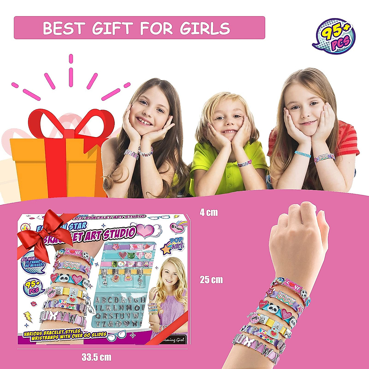 Friendship Bracelet Making Kit 95+ Pcs for Girls,Arts and Crafts Gifts for 6 7 8 9 10 11 12 13 Years Old Girls DIY Christmas and Birthday Gifts Travel Activity Set
