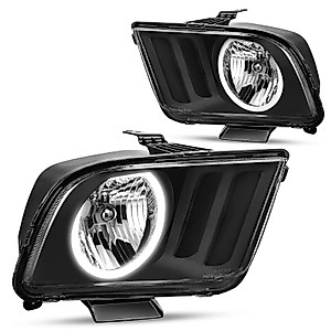 DWVO Headlight Aseembly Compatible with Ford Mustang 05 06 07 08 09 2005 2006 2007 2008 2009 Headlamp with Led DRL