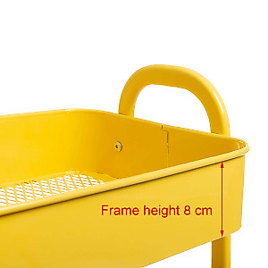 AGTEK Makeup Cart, Movable Rolling Organizer Cart, 3 Tier Metal Utility Cart, Yellow