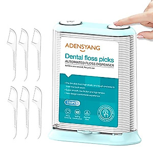 ADENSYANG Dental Floss Picks Dispenser - Pop-up Flossers Holder - Automatic Floss Dispenser - Reusable Dental Pick Dispenser, 1 Box 100 Count, Clean Teeth No Break, More Convenient