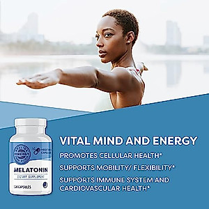 Vimergy Melatonin Capsules, 120 Servings – Natural Sleep Aid – Sleep Supplement – Helps You Fall Asleep Faster & Stay Asleep Longer - Non-GMO, Gluten-Free, Kosher, Soy-Free, Vegan, Paleo