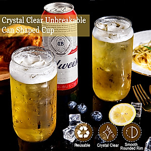 Nervure 20 Pack Can Shaped Plastic Cups - 16oz Plastic Drinking Classic Cups - Beer Can Plastic Cups - Iced Coffee Cute Tumbler Cup Cool Drinking Cups for Smoothie, Boba Tea, Cocktail