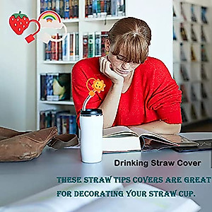 4Pcs Straw Covers Cap Silicone Straw Tips Cover Cute Drinking Straw Plugs Straw Tips Lids Straw Toppers Straw Protector Cover for Tumblers Reusable Straws（mixed）