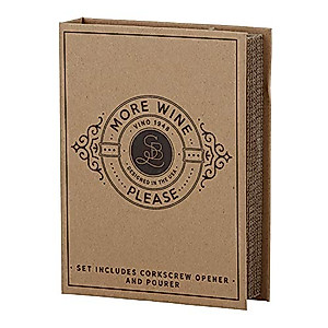 Santa Barbara Design Studio Gift Set Drinking Essentials SIPS Drinkware Kraft Cardboard Book Gift Box, 2-Pieces, More Wine