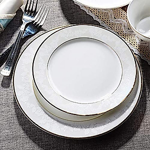 GagalU Dinnerware Set,52 Pieces Ceramics Phnom Penh Plates Bowls Combination Bone China Embossed Pattern Dinnerware Set for Banquet