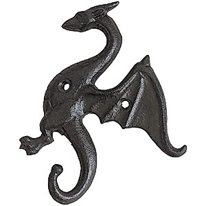 PlayDo Dragon Vintage Cast Iron Hooks Hangers for Wall Hanging Key Coats Towel (Dragon-3)