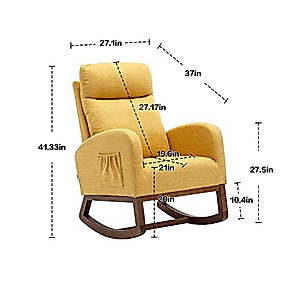 Morhome Nursery Chairs Indoor Rocking Armchair with Side Pocket for Living, Bedroom, Baby Room, Dark Grey