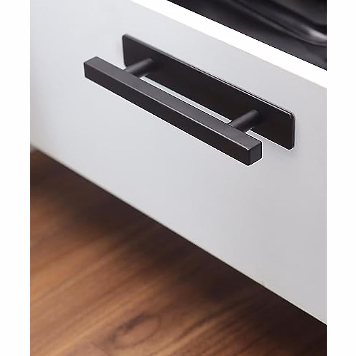 RVPEKUPE Adhesive Cabinet Handles Adhesive Door Handle Self Stick Drawer Pulls Stick on Handles for Cabinets Sliding Shower Door Handle, Peel and Stick Cabinet Pull - 6", 2 Pack, Black