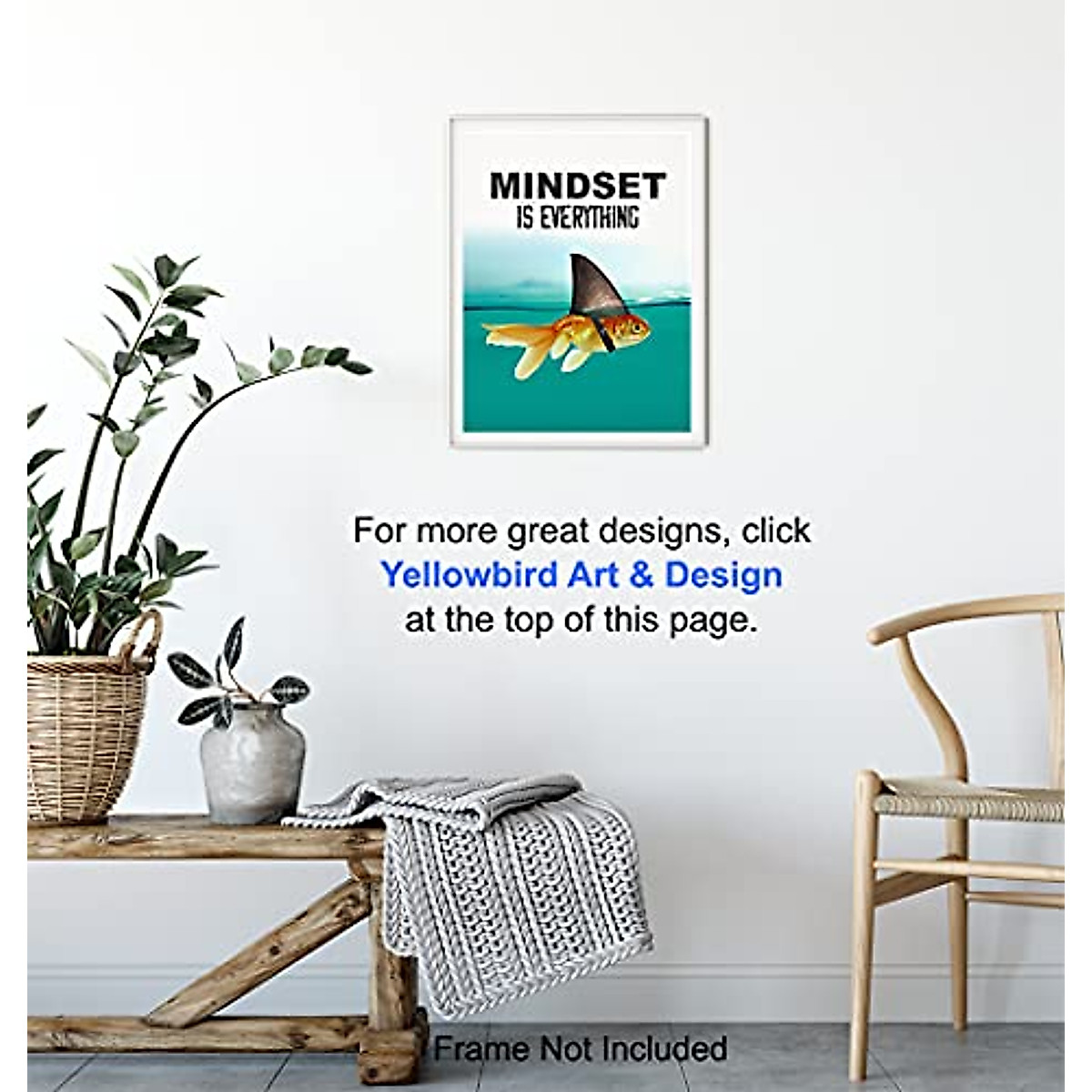 Motivational Wall Art Posters for Home, Office - Mindset is Everything - LARGE 11X14 - Inspirational Gifts for Men, Students - Entrepreneur Wall Art Decor - Uplifting Self-Improvement Positive Quotes