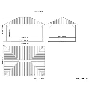 Sojag 12' x 16' Genova II Hardtop Gazebo Outdoor Weather-Resistant Aluminum Frame Shelter with Mosquito Net Black,Brown