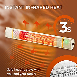 YOLENY 1500W Infrared Patio Heater Adjustable Tripod, Electric Patio Heater with Remote Control, Indoor & Outdoor Heater, Mount to Ceiling&Wall, for Porch, Balcony, Garage, Backyard