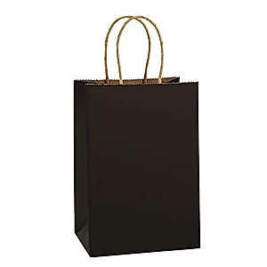 BagDream Gift Bags Kraft Paper Bags 100Pcs 5.25x3.75x8 Inches Small Shopping Bag Kraft Bags Party Bags Black Paper Bags with Handles Bulk