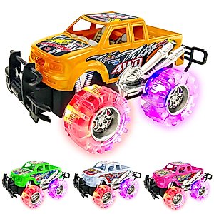 ArtCreativity Light Up Monster Trucks for Boys,- 6 Inch Toy Cars for 2 Year Old Boys,- Push n Go Car Toys for Boys 3-5 Years Old,- Light Up Toys for Kids, Best Gift for Kids Age 3-6 Years Old & Up