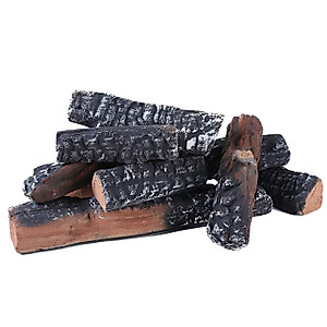 Gas Fireplace Logs Set of Ceramic Wood Logs. Use in Indoor, Gas Inserts, Vented, Electric, or Outdoor Fireplaces & Fire Pits. Realistic Clean Burning Accessories 8PCS