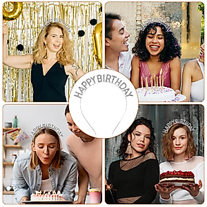 Gold Rhinestone Birthday Headband, Tiara Hat with Crowns for Women Girls, Party Decorations Accessories (Silver)