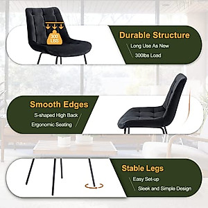 NicBex Velvet Dining Chairs, Upholstered Reception Chairs, Tufted Accent Chair with Metal Legs for Home Kitchen, Living Room, Set of 2, Black