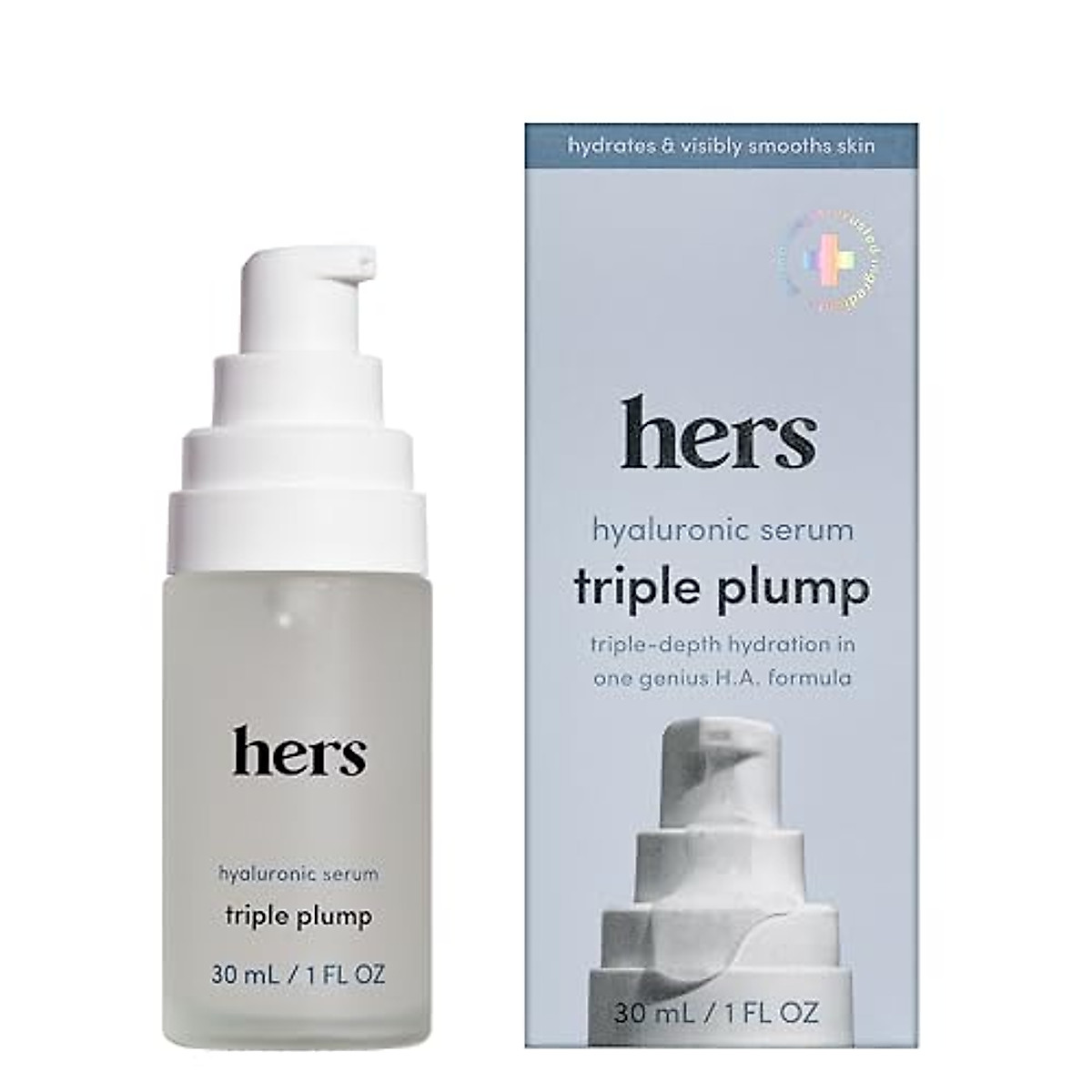 Hers Triple Plump Hyaluronic Serum - Deeply Hydrating Hyaluronic Acid Face Serum with 3 Different Molecular Weights - Provides 3 Levels of Hydration - Hyaluronic Face Serum - 30 mL