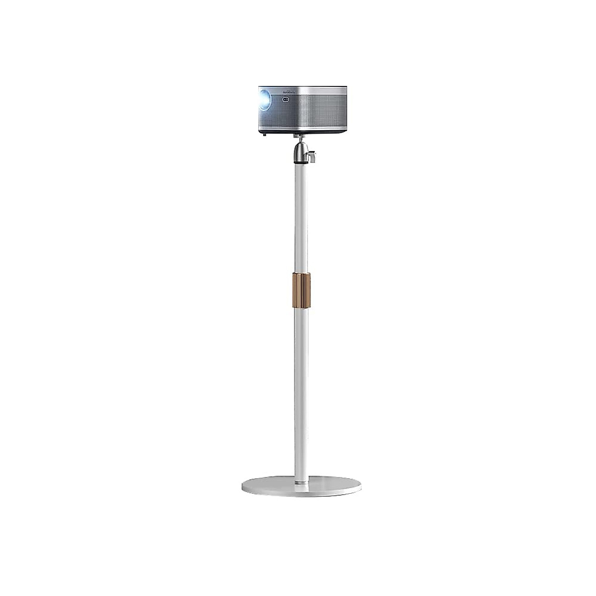 HVAYING Pico Projector Stand with Stable Metal Base, Flexible Extension and Angle Adjustment, Cable Management, 1/4 Inch Interface - Ideal for Home and Office - White