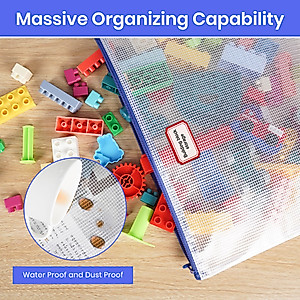 Omnifense 20pcs File Document Pouch 5 Sizes, Versatile Mesh Plastic Zipper Bag for Office Supplies, School Stationery, Travel Organization, and Toy Storage, Waterproof Materials