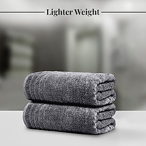 Tens Towels Pack of 8 Towels Set, 2 Extra Large Bath, 2 Hand, 4 Washcloths, 100% Cotton, Lighter Weight, Quicker to Dry, Super Absorbent, Perfect for Bathroom, Dark Grey