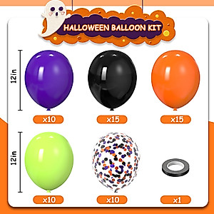 Halloween Party Balloons Decorations, 12Inch 60Pcs Black Orange Purple Green Confetti Balloons for Kids Halloween Birthday Party Decoration
