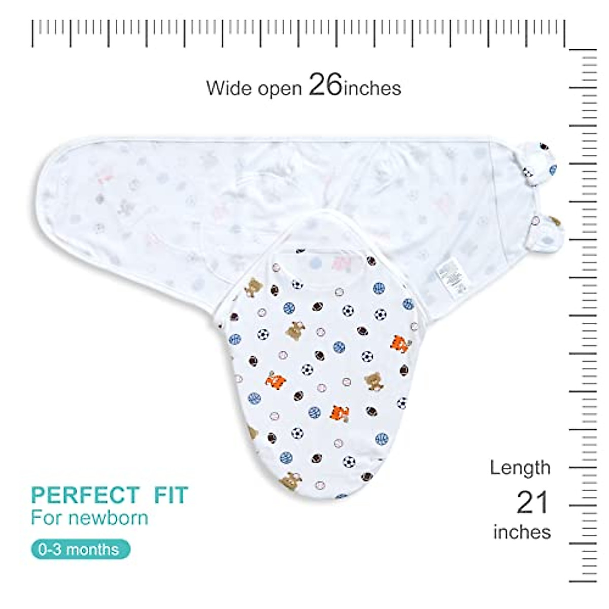 Baby Swaddle Blankets for Baby Boy Girl 0-3 Months ,Hypoallergenic Skin-Friendly Baby Swaddle,Cute Little Soccer Ball, Dinosaur, Adjustable Newborn Swaddles Sleep Sack,Baby Swaddle Sack,3 Pack