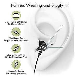 [2021 Updated] Extra Long Earbuds for TV & PC, with 12FT Spring Coiled Extension Cable, Volume Control & Mic, in-Ear Wired Headphones for 3.5mm Audio Output Devices, ChanGeek CGS06