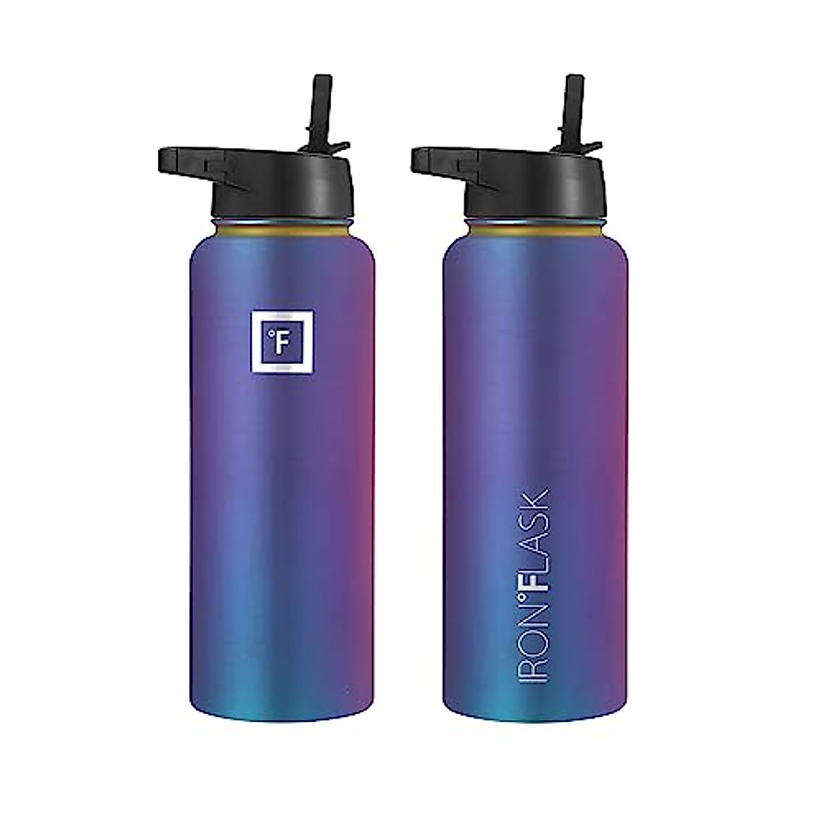 IRON °FLASK Sports Water Bottle - 40 Oz 3 Lids (Straw Lid), Leak Proof - Stainless Steel Gym & Sport Bottles for Men, Women & Kids - Double Walled, Insulated Thermos, Metal Canteen
