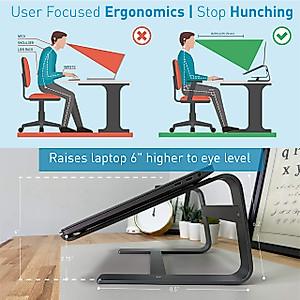 Macally Aluminum Laptop Stand for Desk - Works with all Macbook /Pro/Air & Laptops between 10” to 17.3” - Sleek and Sturdy Laptop Riser - (ASTANDSG), Space Gray