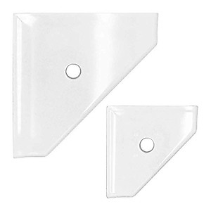 Questech Décor 8 Inch Corner Shower Shelf and 5 Inch Shower Caddy Soap Dish, Geo Flatback Wall Mounted Bathroom Shower Organizer, Bright White Polished
