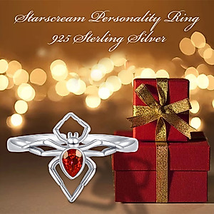 TRISHULA Spider Ring for Women, 925 Sterling Silver Adjustable Spider Open Thumb Ring Cute Animal Spider Gift for Mom Daughter Wife