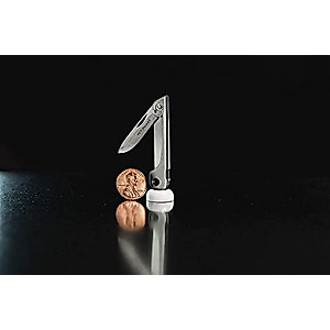 KeySmart Mini Knife - Keychain Pocket Knife, Compact Folding Boc Cutter with Stainless Steel, Add-On Accessory (Silver)