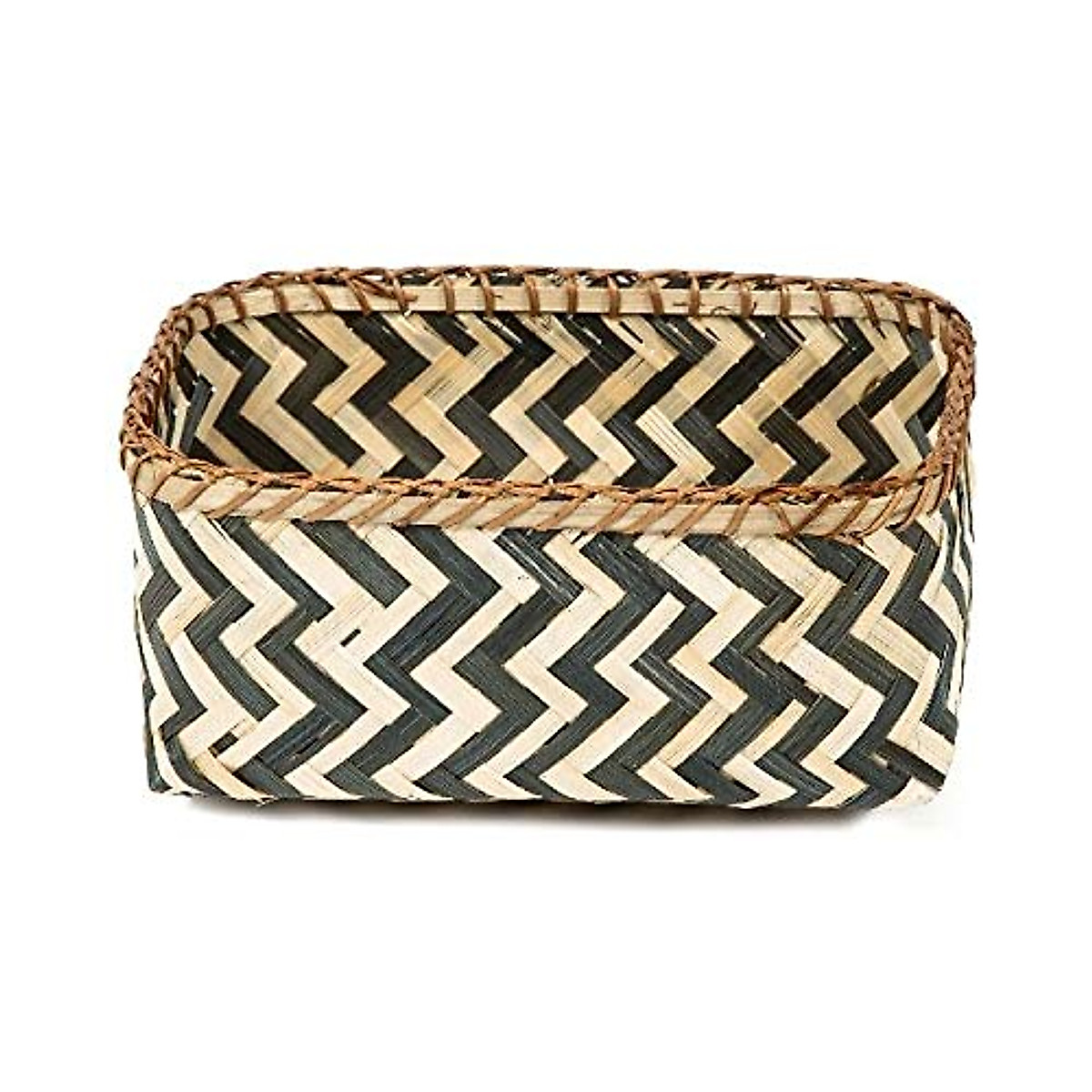 Compactor Bamboo Zebra Basket, Large, Black/Natural