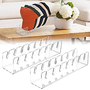Waipfaru 2 Pcs Hat Stand for Baseball Caps, Acrylic Hat Organizer Display Holder, No Install Hat Rack Shelf for 14 Baseball Caps for Bedroom, Closet, Dresser(Clear)