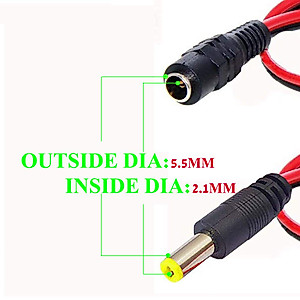 VONVOFF DC Power Pigtail Cable,5.5x2.1mm 18AWG Male and Female DC Connector Plug,12V 5A Barrel Jack Connector for CCTV Security Camera and Lighting Power Adapter (10 Pairs)