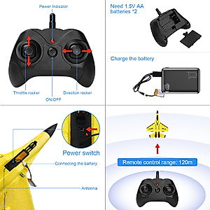 RC Airplane 2CH RC Plane Ready to Fly 2.4GHz Remote Control Plane SU35 RC Jet Easy to Fly Airplane Toys for Boys Gift for Kids Beginners with Night Lights USB Charging（Yellow